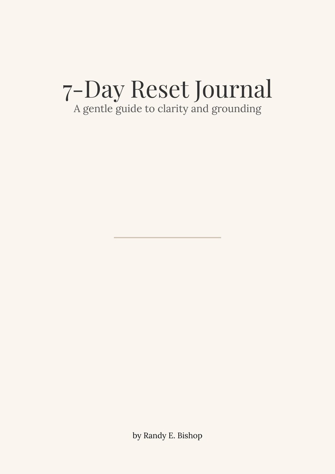 7-day Reset Journal | Printable Daily Reflection Workbook | Self ...