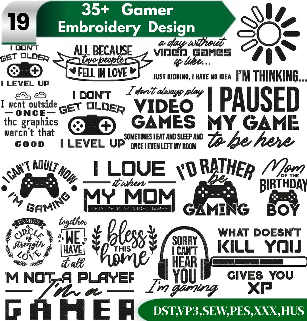 Gamer Embroidery Design, Gaming Logo Stitch, Gamer Gift, Gaming Room ...