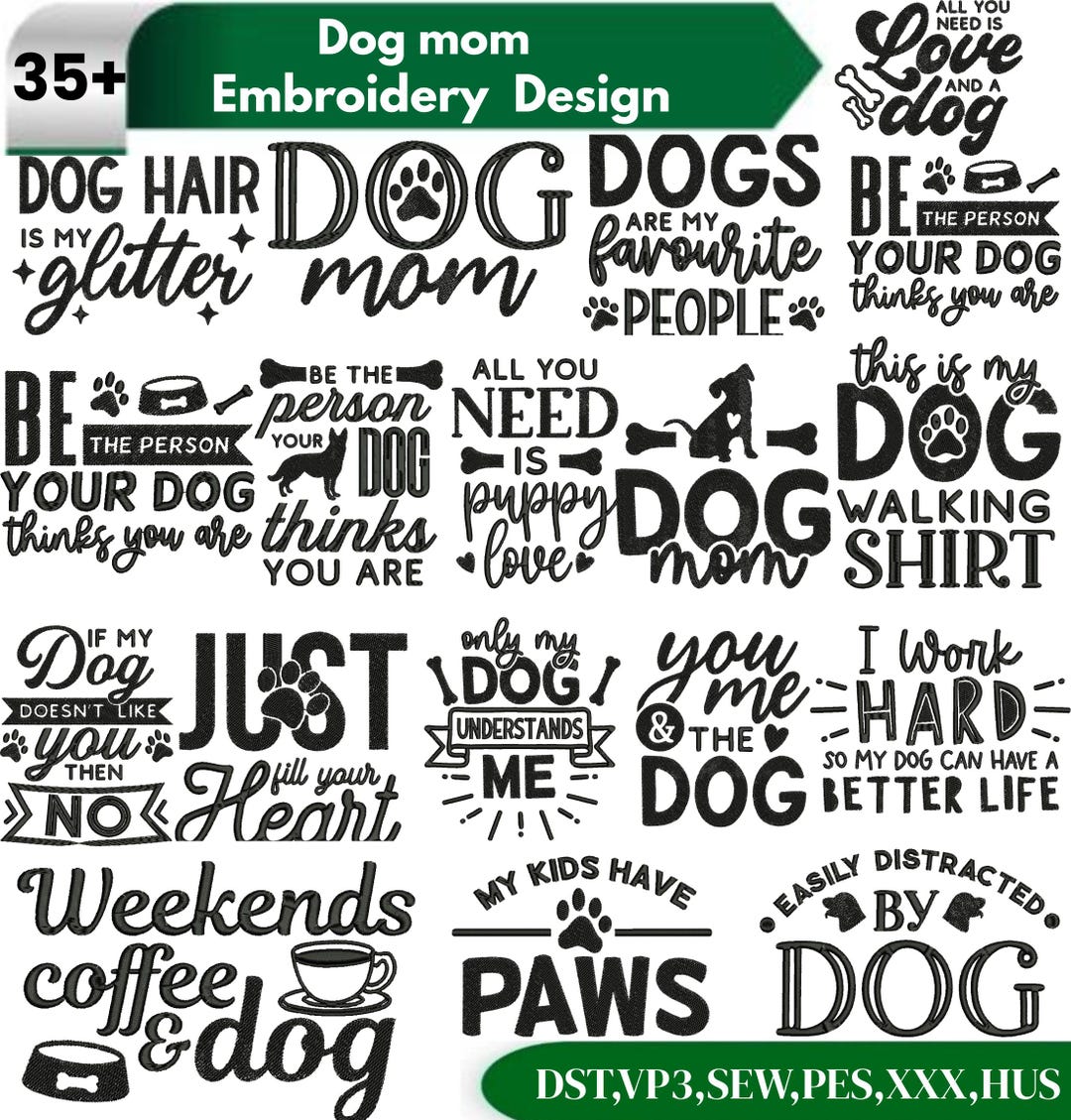 Dog Mom Embroidery Design, Pet Lover, Cute Dog, Minimal Paw, Pet ...