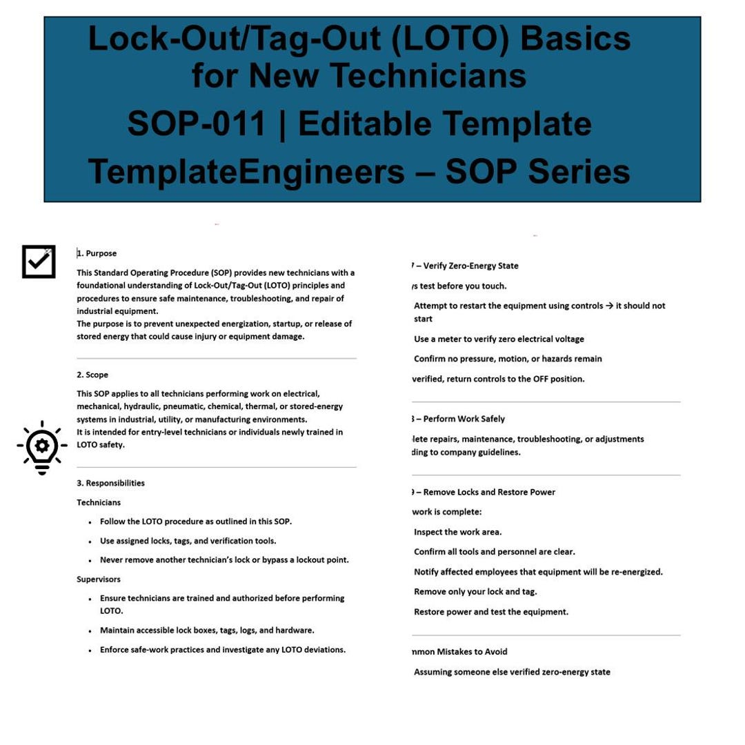 Lock Out Tag Out (LOTO) Safety Training SOP | Technician Safety ...