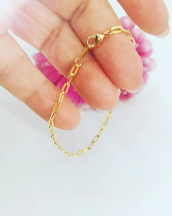Gold Chain Link Bracelet Dainty Chain Link Bracelet 24k Gold Chain Bracelet Layering Chain Bracelet Gold Bracelets Gifts for Her Etsy