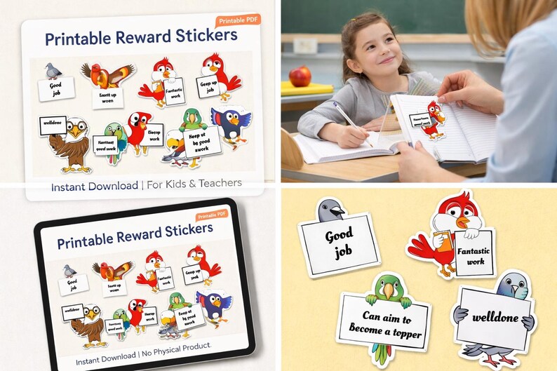 Printable Reward Stickers for Kids | Animal Encouragement (digital ...