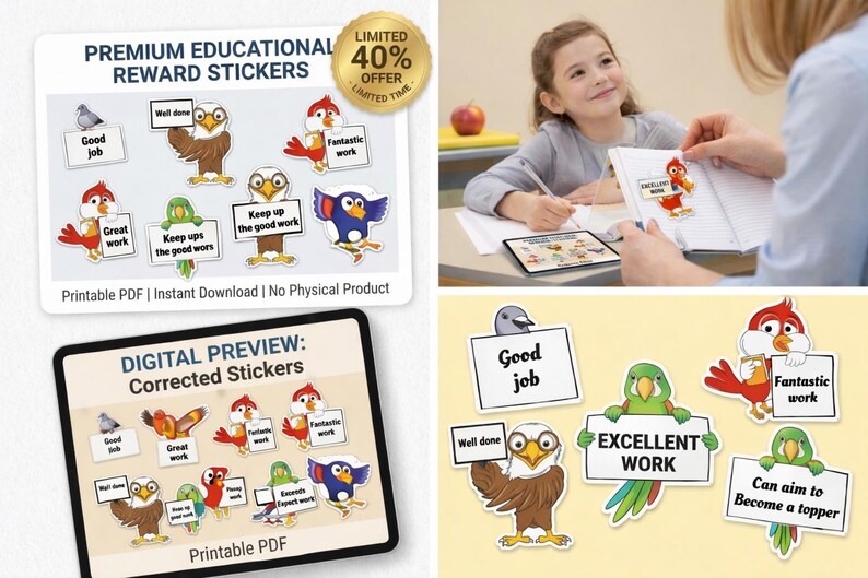 Printable Reward Stickers for Kids | Animal Encouragement (digital ...