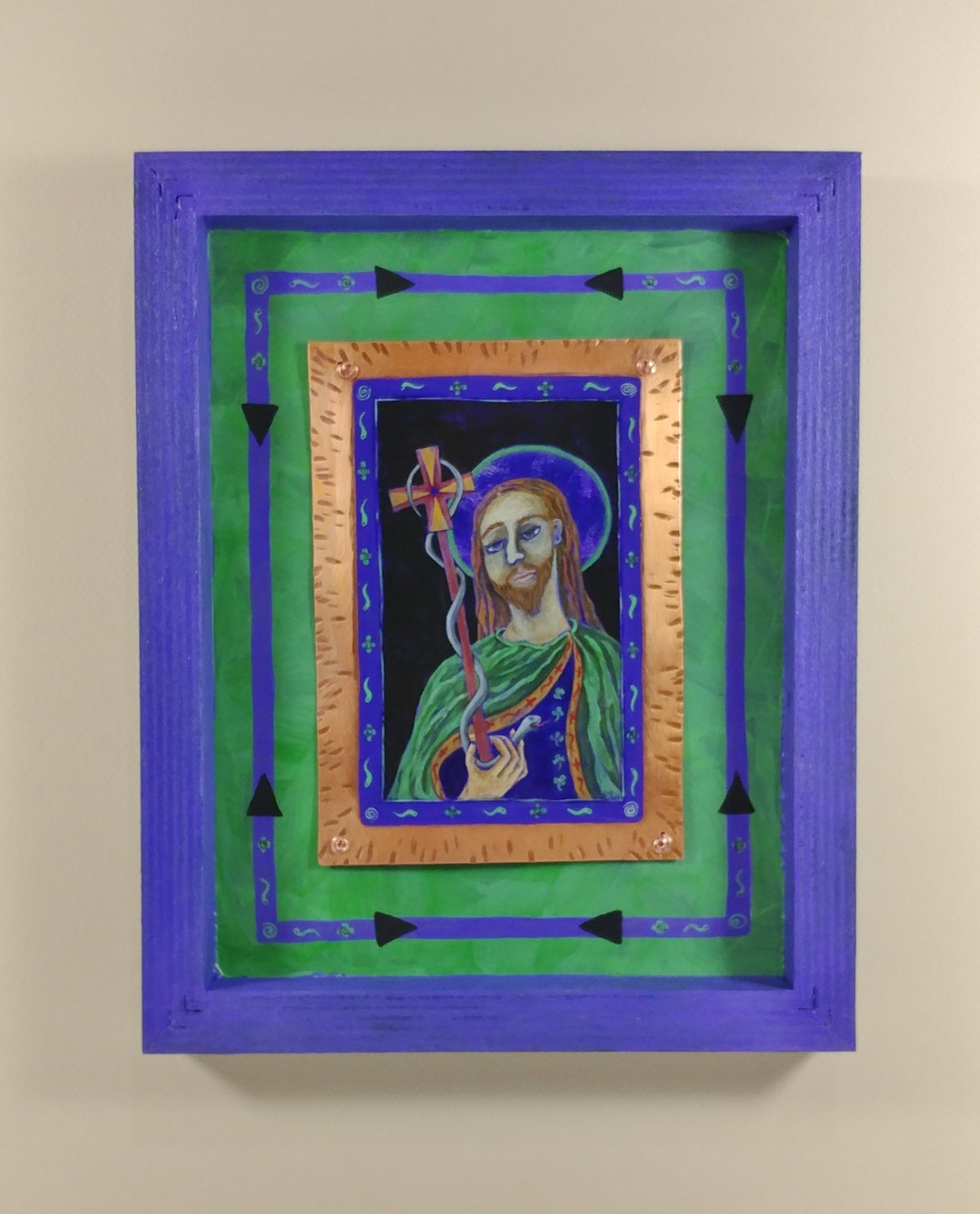 Saint Patrick Original Retablo Icon in Hand Painted Frame - Etsy