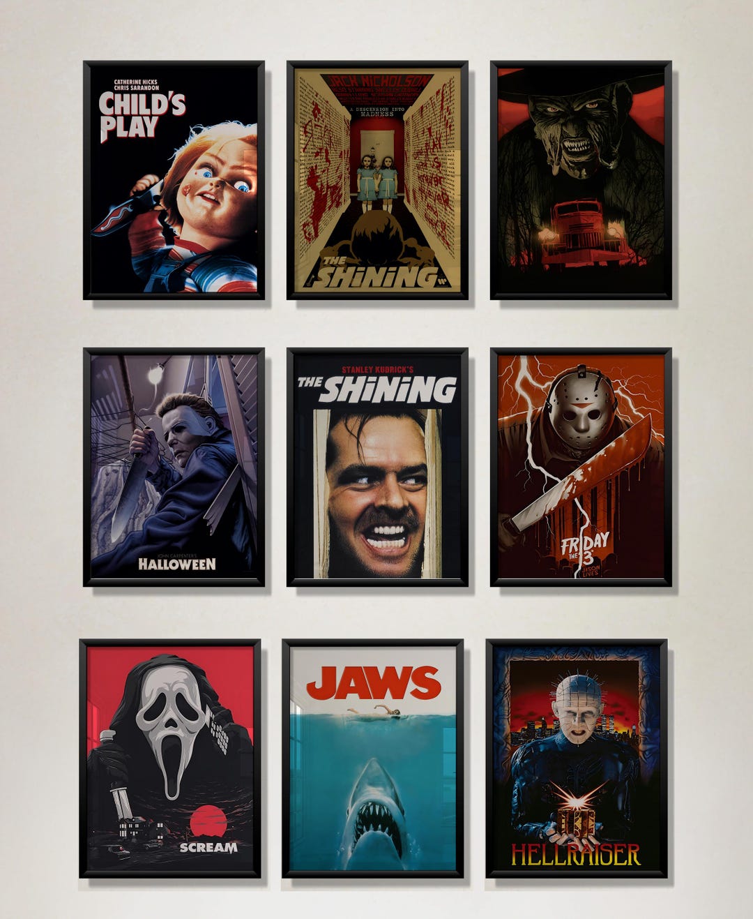 Horror Movie Character Poster Set: Vintage Halloween Wall Art (digital ...