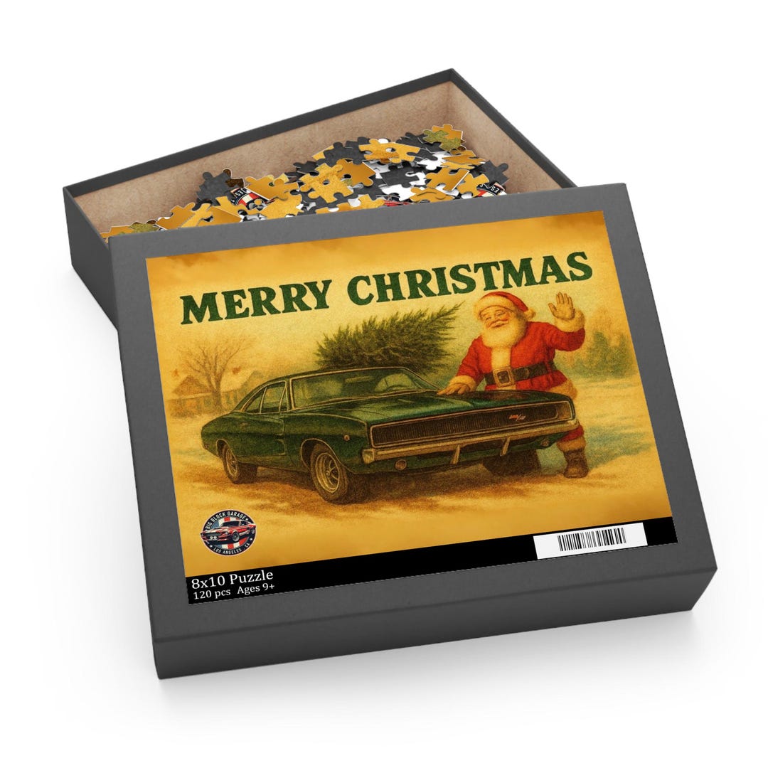 Vintage Santa 1968 Dodge Charger Puzzle | Retro Christmas Jigsaw - Etsy