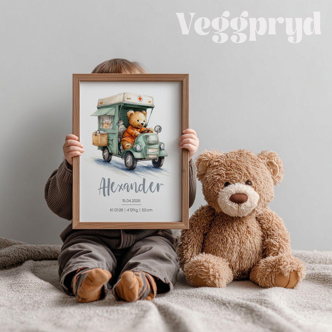 Personalized Ambulance Birth Poster | Baby Boy Nursery Print | Custom ...