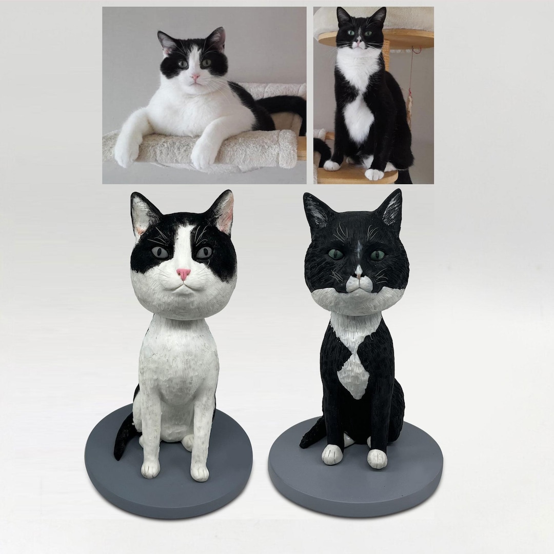 Custom Cat Bobblehead From Photo, Personalized Cat Statue, Hand ...