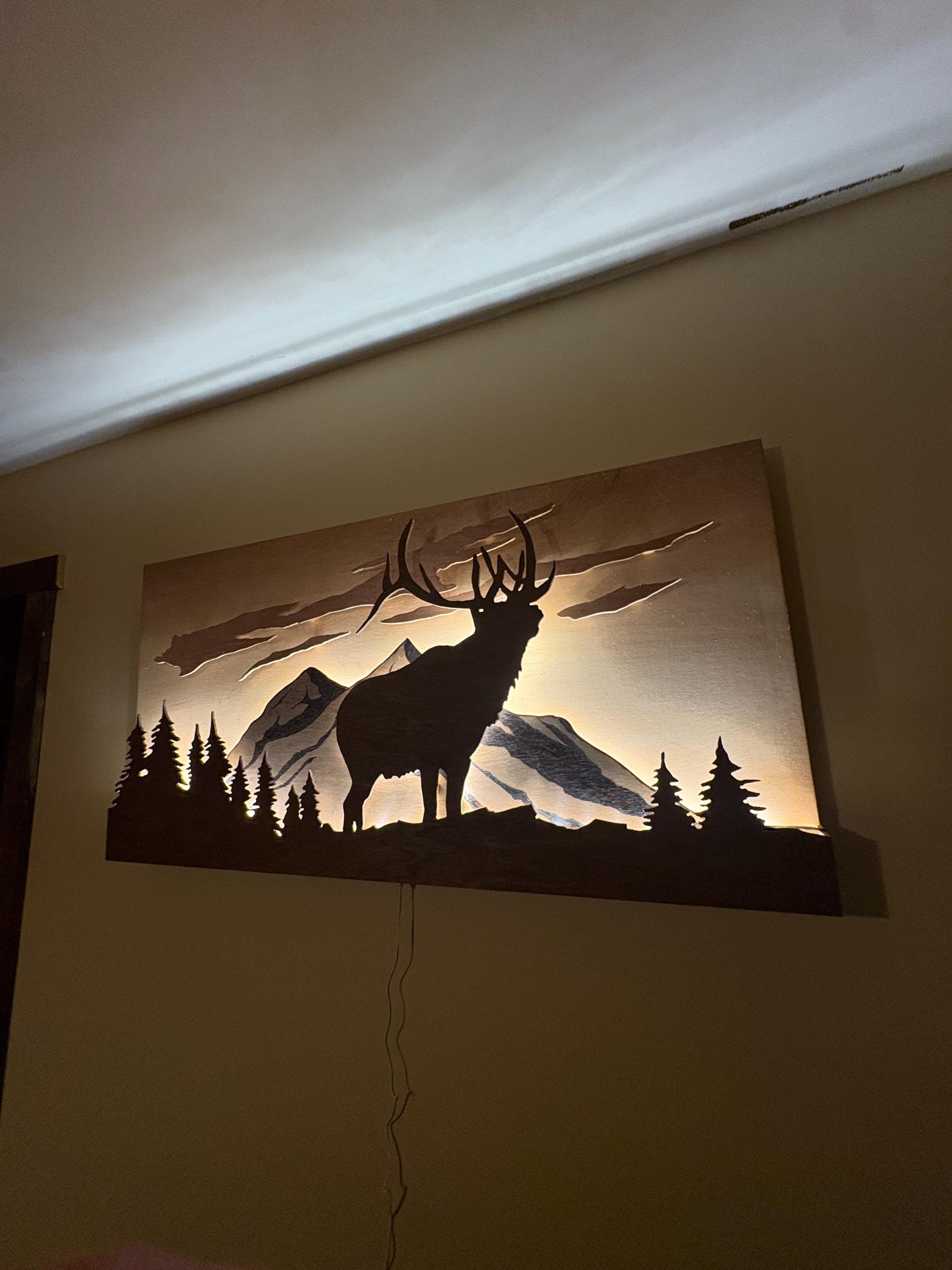 Scenic Elk Hand Cut Layered Wood Art With Backlit LED - Etsy