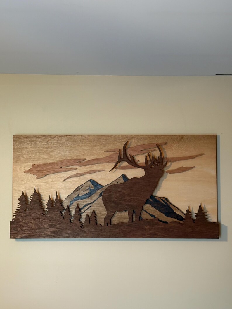 Scenic Elk Hand Cut Layered Wood Art With Backlit LED - Etsy