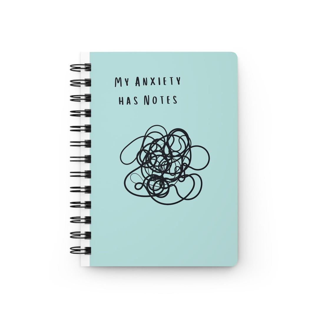 My Anxiety Has Notes Spiral Journal | Scribble Design, Teal Cover - Etsy