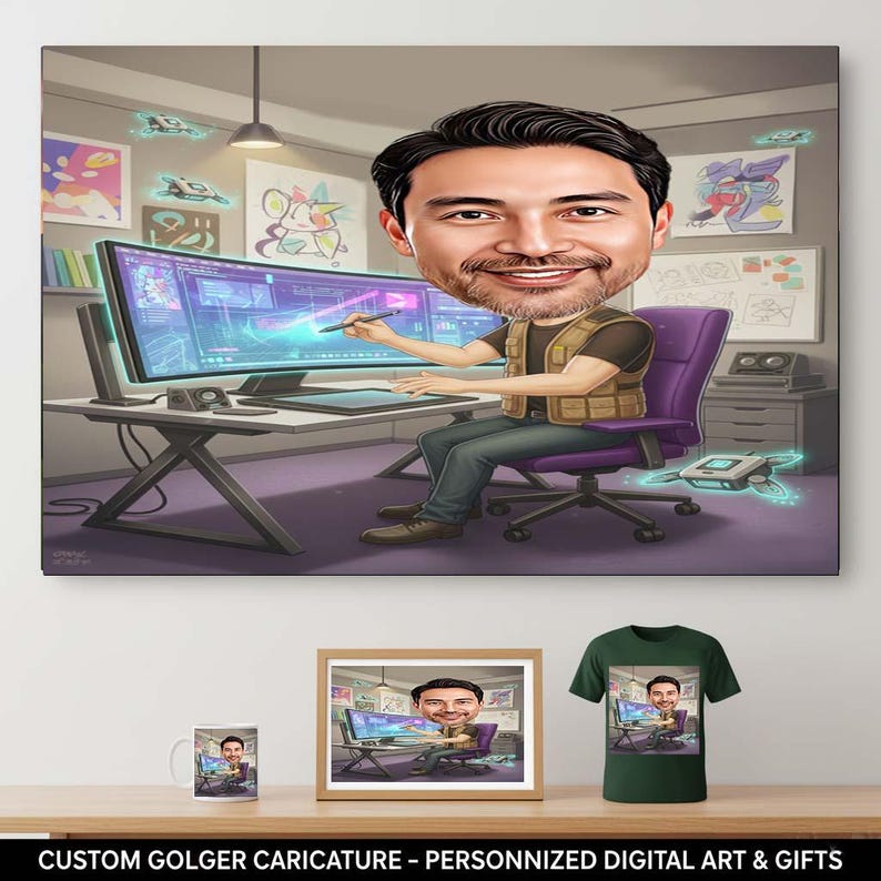 Custom Architect Caricature Portrait, Personalized Architecture ...