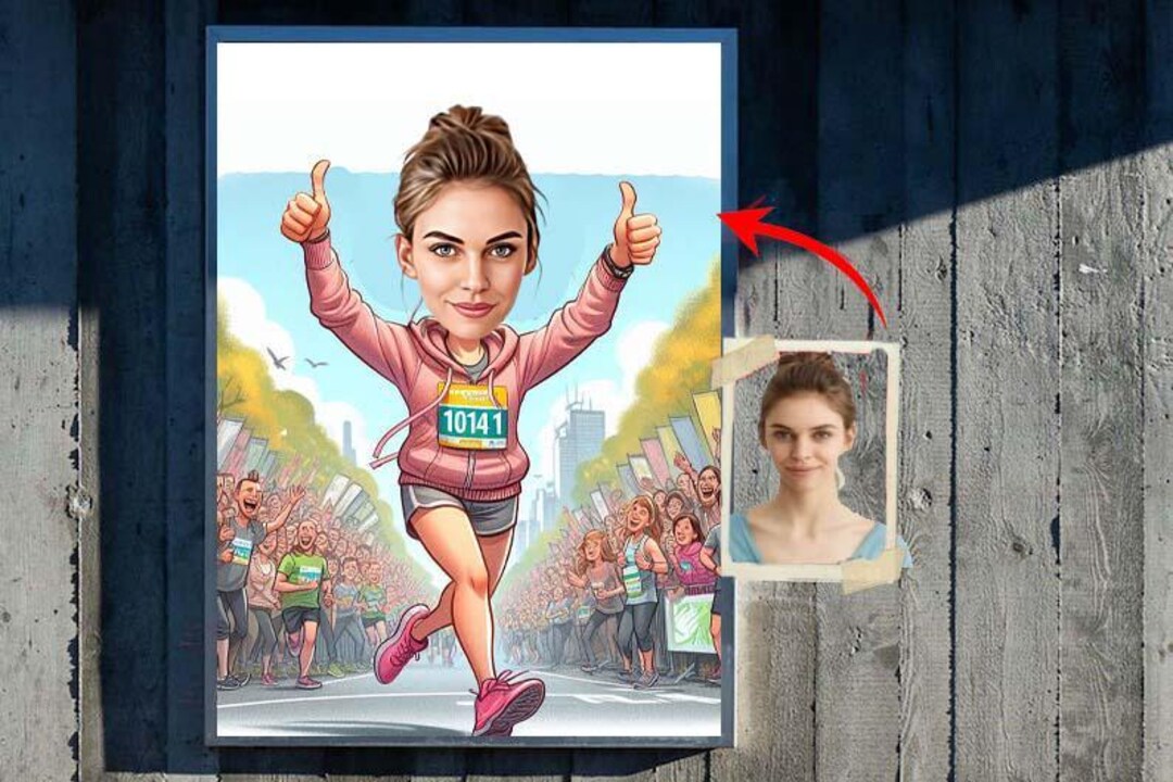 Custom Runner Caricature Portrait From Photo – Marathon Cartoon ...