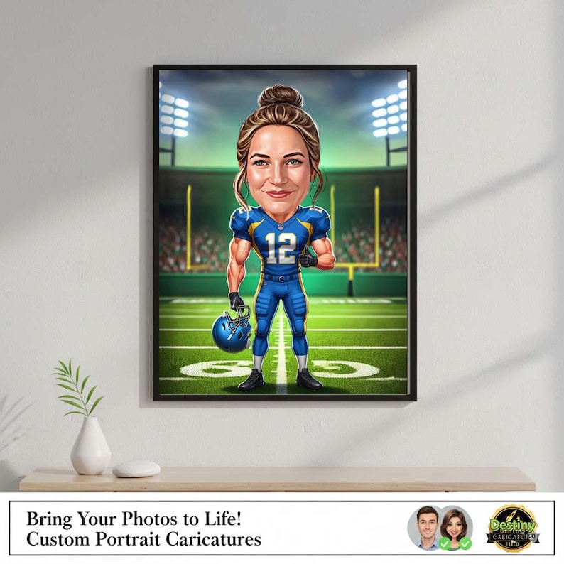 Custom Football Player Cartoon • Personalized Sports Caricature ...