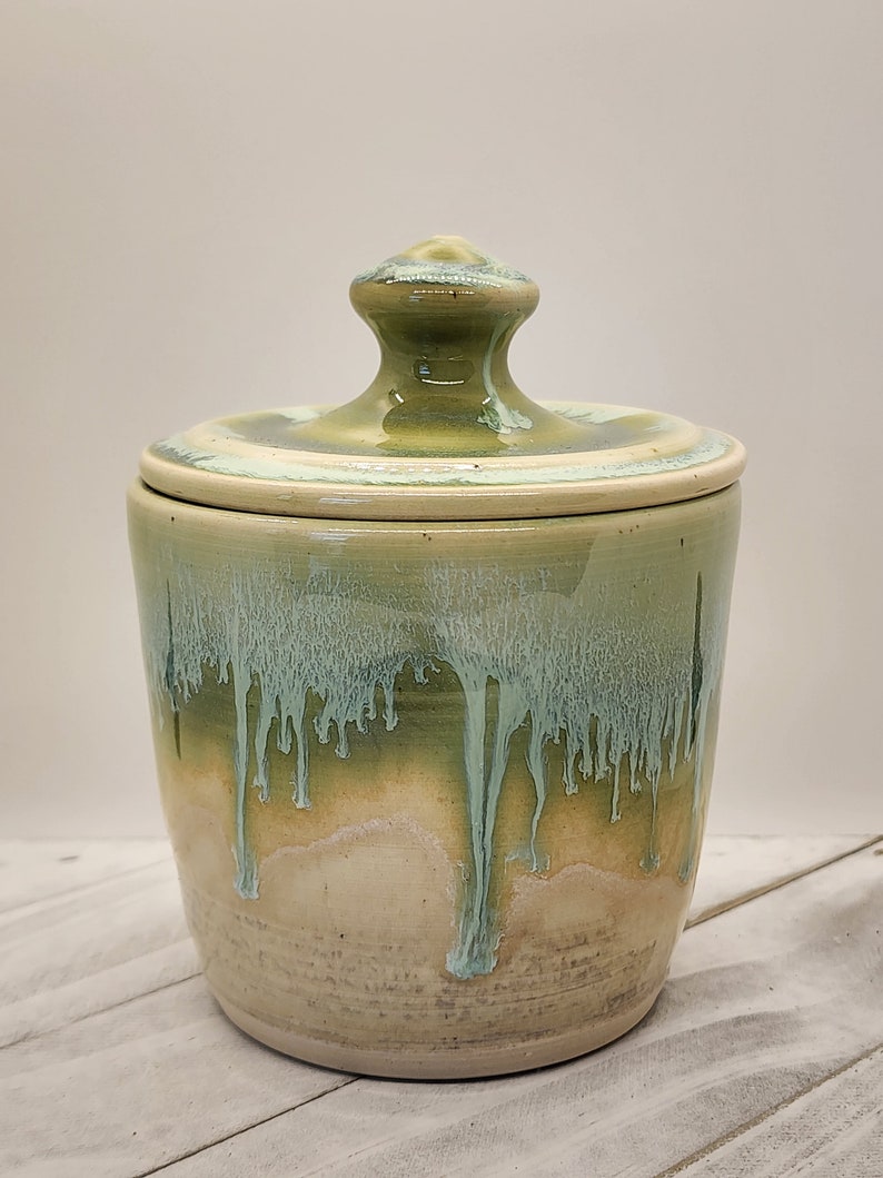 Green Honey Pot - Jelly Jar - Salt Cellar- Salt Cellar With Lid - Salt ...