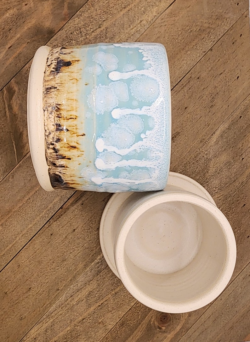 Ocean Blue Themed Glazed Buttercrock Stoneware Pottery Handmade - Etsy