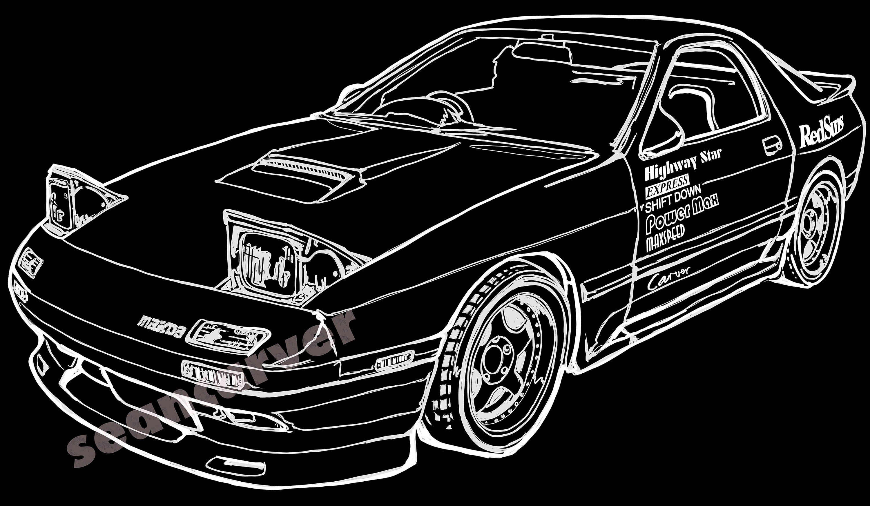 RX-7 FC / Initial D RX-7/ Red Suns Rx-7 - Etsy Australia