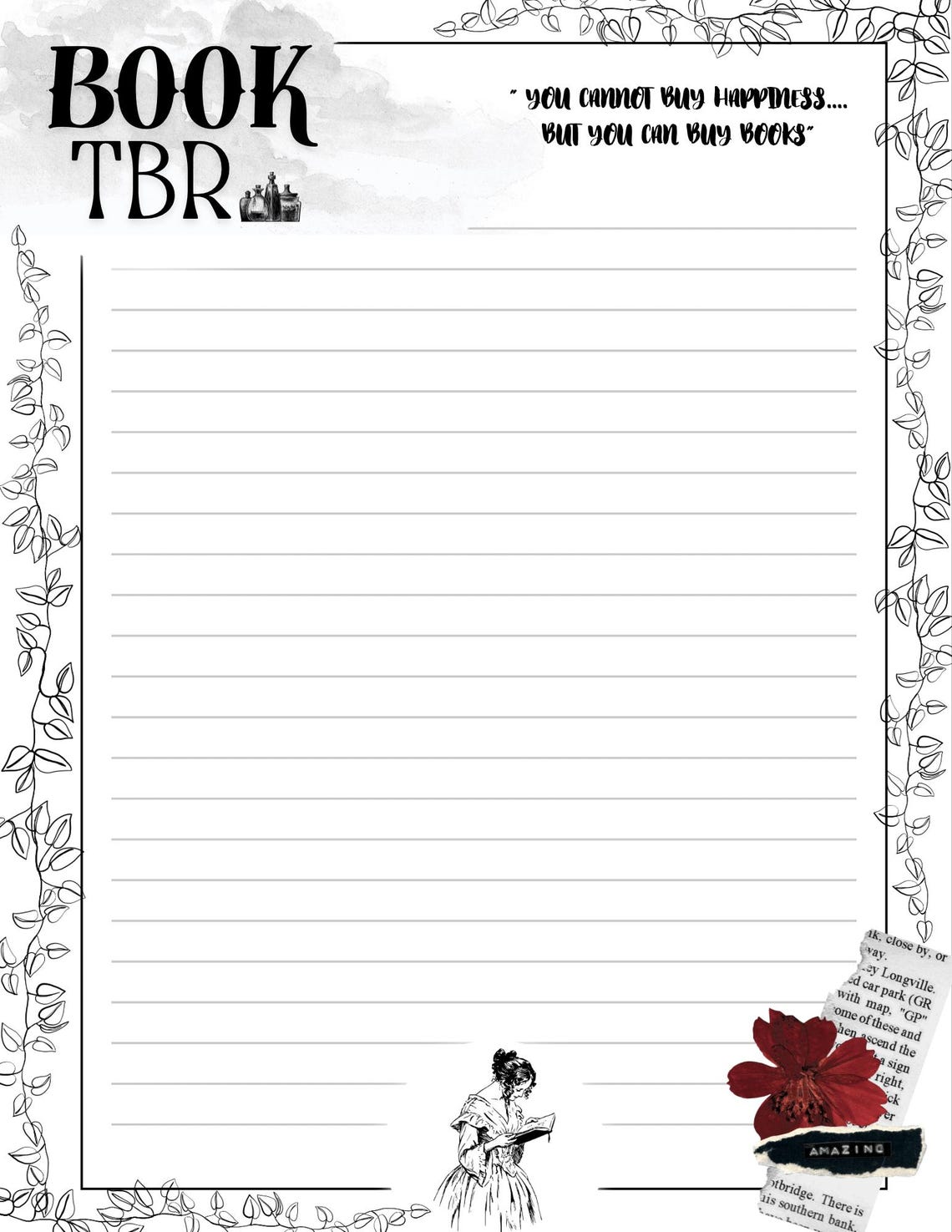 Book TBR Template - Etsy