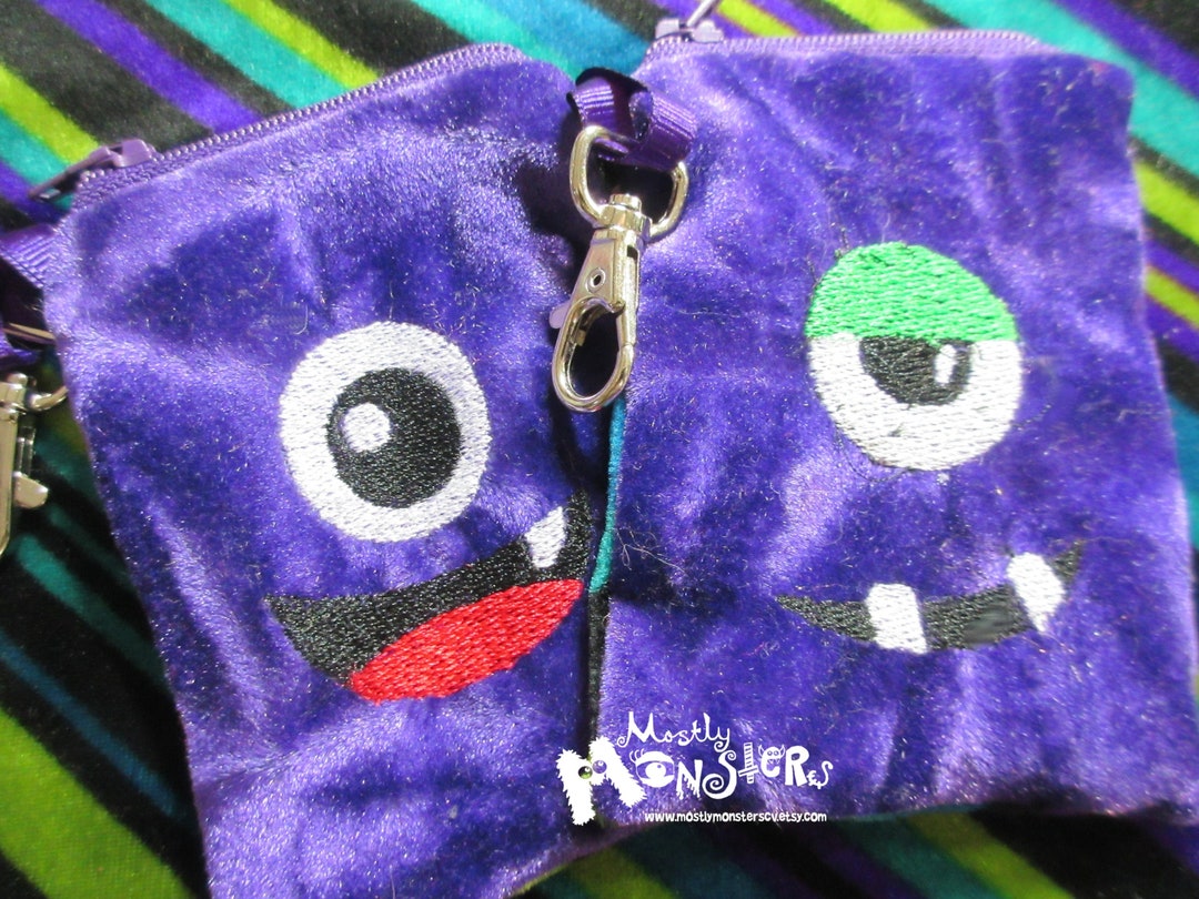 Your Choice of Monster Zipper Pouch: Embroidered Pouch; Change Purse ...
