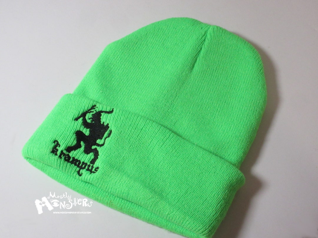 Embroidered Beanie Krampus Knit Hat Winter Beanie Krampus OOAK ...
