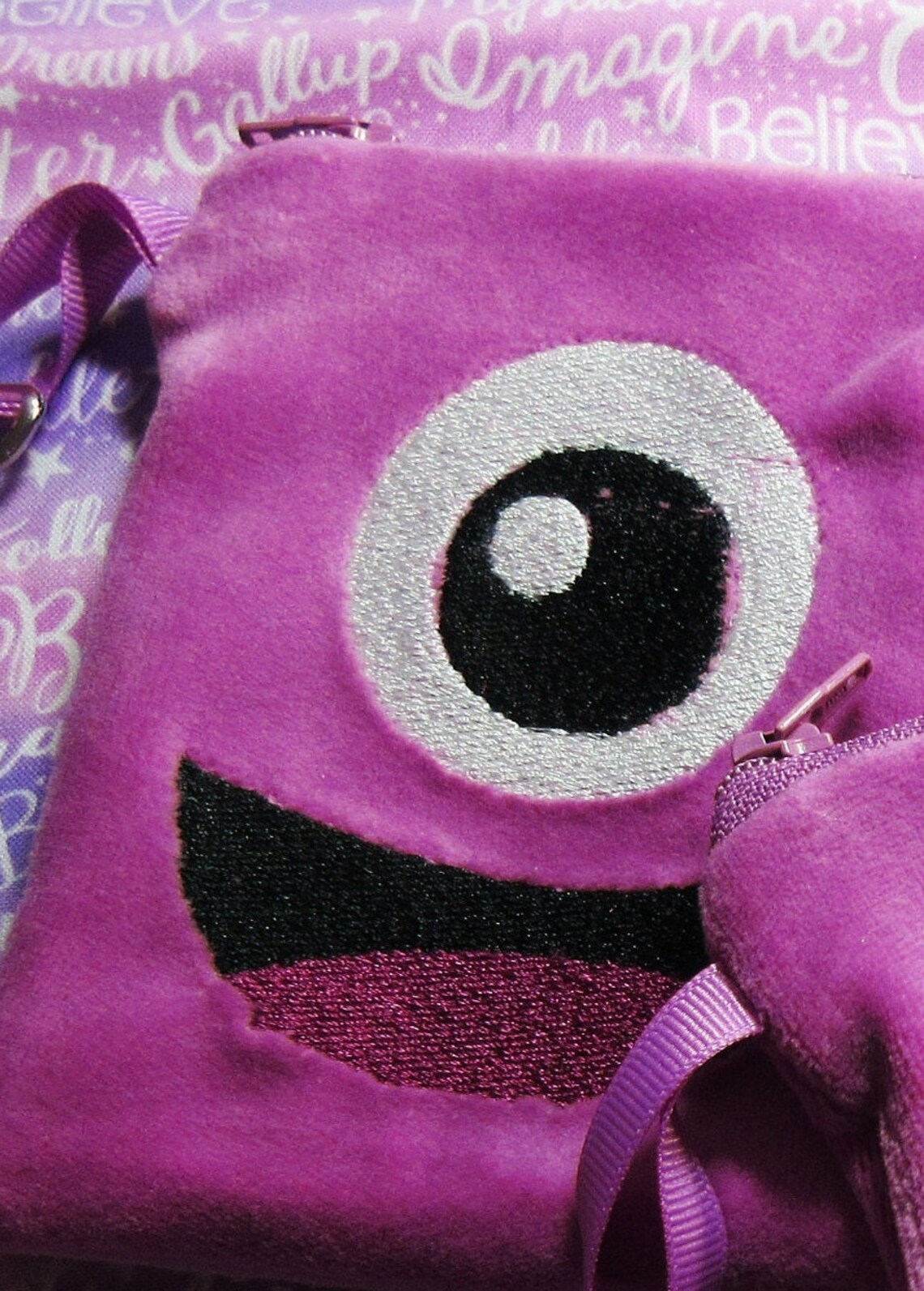 Your choice of Monster Zipper pouch: Embroidered pouch change | Etsy