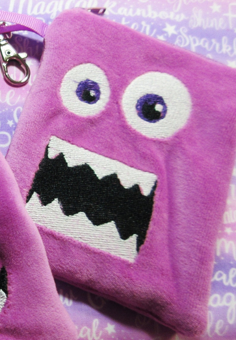 Your Choice of Monster Zipper Pouch: Embroidered Pouch Change - Etsy