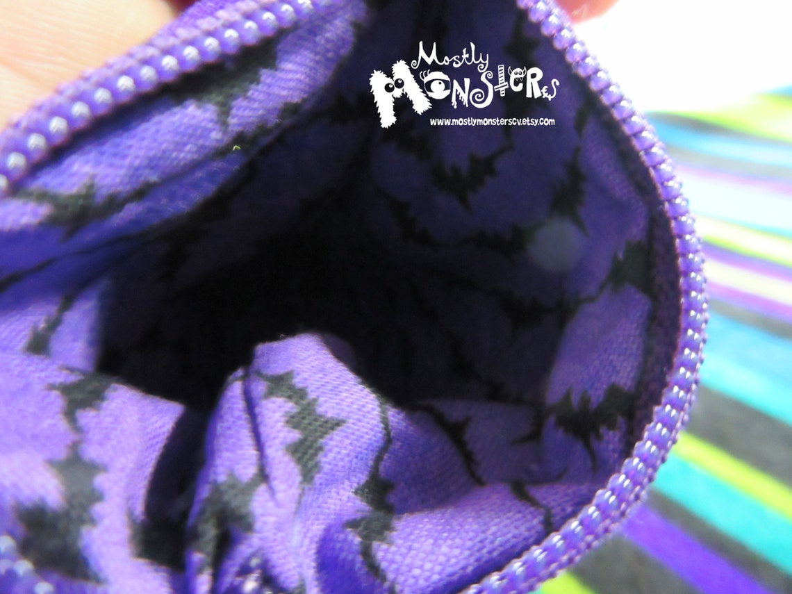 Your Choice of Monster Zipper Pouch: Embroidered Pouch Change - Etsy