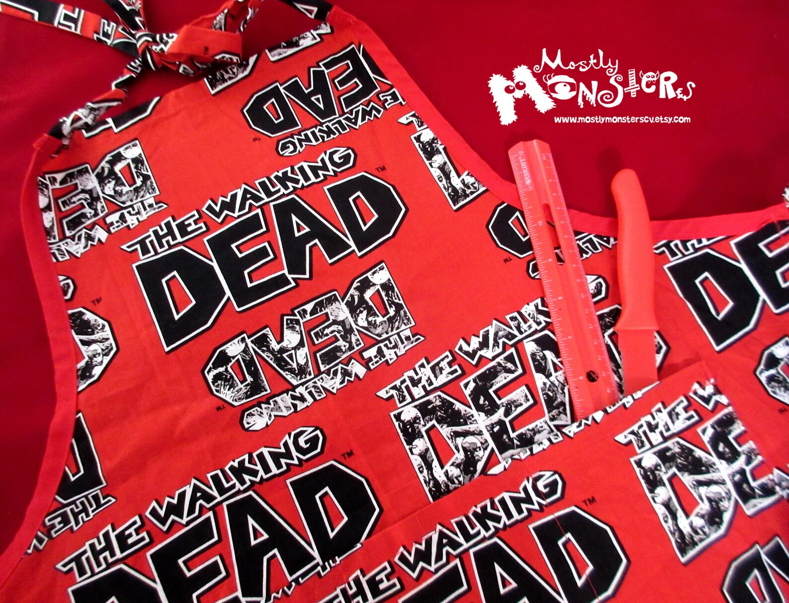 Horror Zombie Apronkiller Zombie Logo Apron Red TWD Apron | Etsy