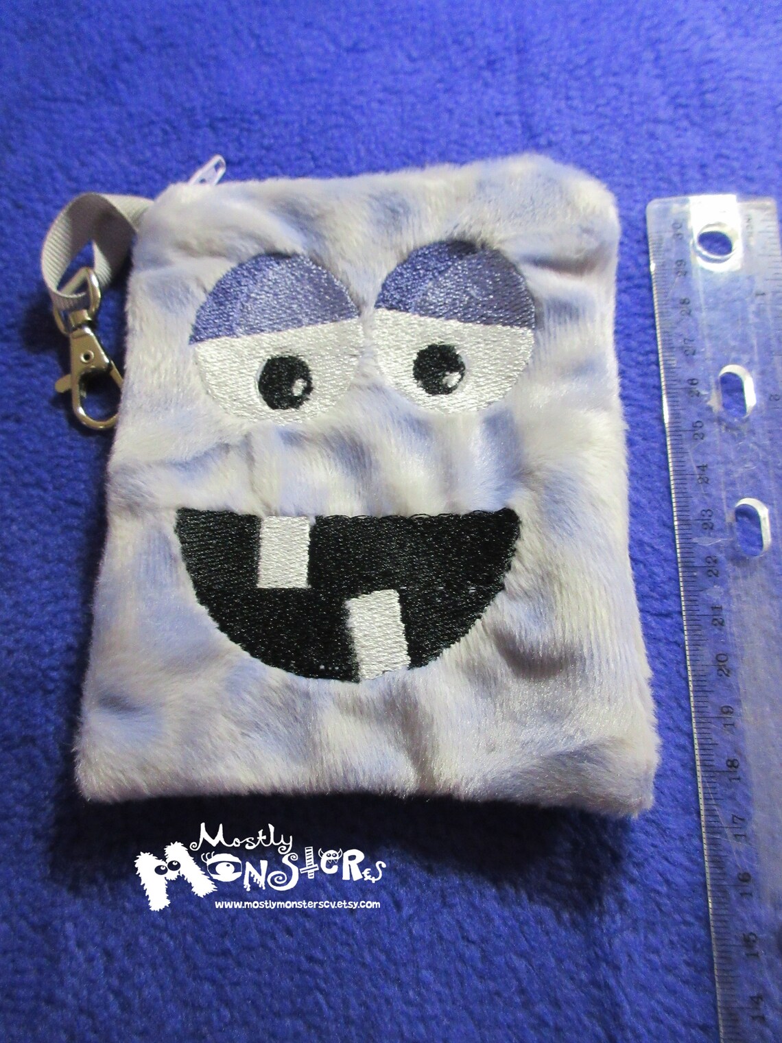 Your choice of Monster Zipper pouch: Embroidered pouch coin | Etsy