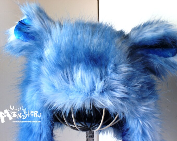 Fuzzy Monster Aviator Hat Blue Starsnswirls Hat Glitter - Etsy
