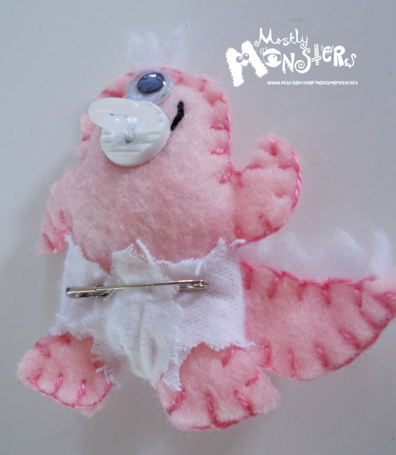 Spike the Baby Monster- Feltie Pin...in Baby PINK - Etsy