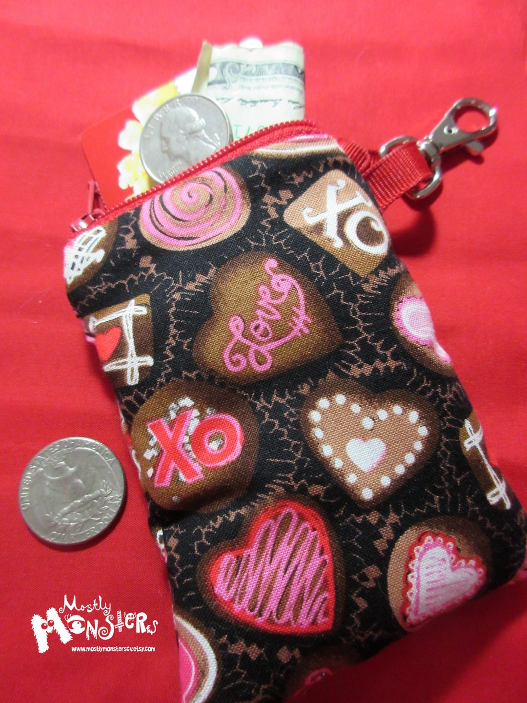 Credit Card Zip Zip Pouch Coin Purse Keychain Pouch Zipper Bag Clip-on ...