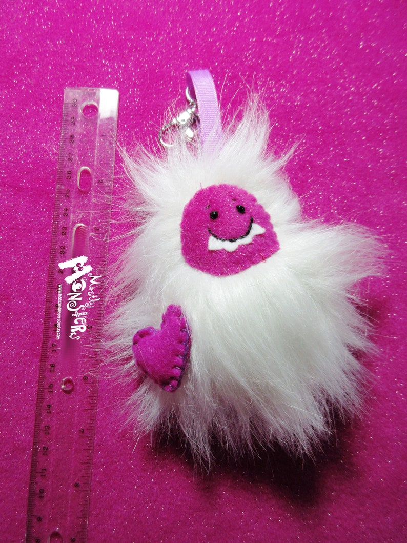 Fuzzy Yeti Keychain Yeti Backpack Clip Magenta Yeti Love - Etsy