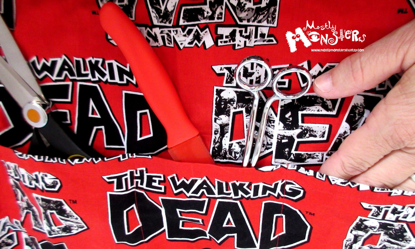 Horror Zombie ApronKiller Zombie logo apron red TWD apron | Etsy