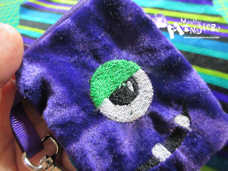 Your Choice of Monster Zipper Pouch: Embroidered Pouch Change - Etsy