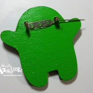 Monster Brooch Green MIKEY, Wood Handpainted Brooch, Green Monster Pin ...