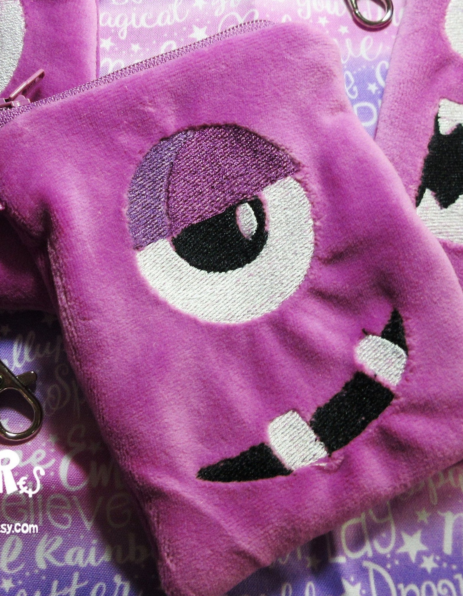 Your Choice of Monster Zipper Pouch: Embroidered Pouch Change - Etsy