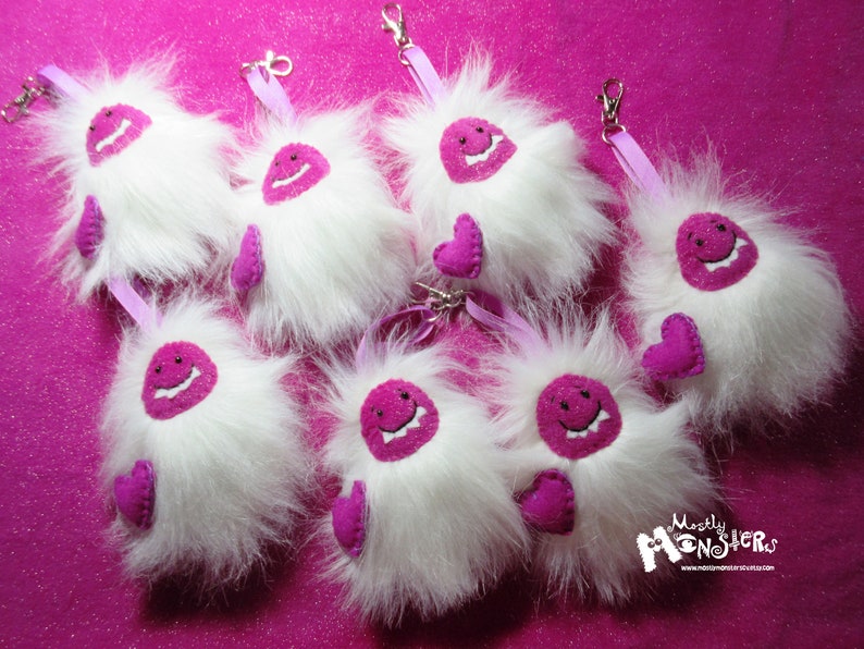 Fuzzy Yeti Keychain Yeti Backpack Clip Magenta Yeti Love - Etsy