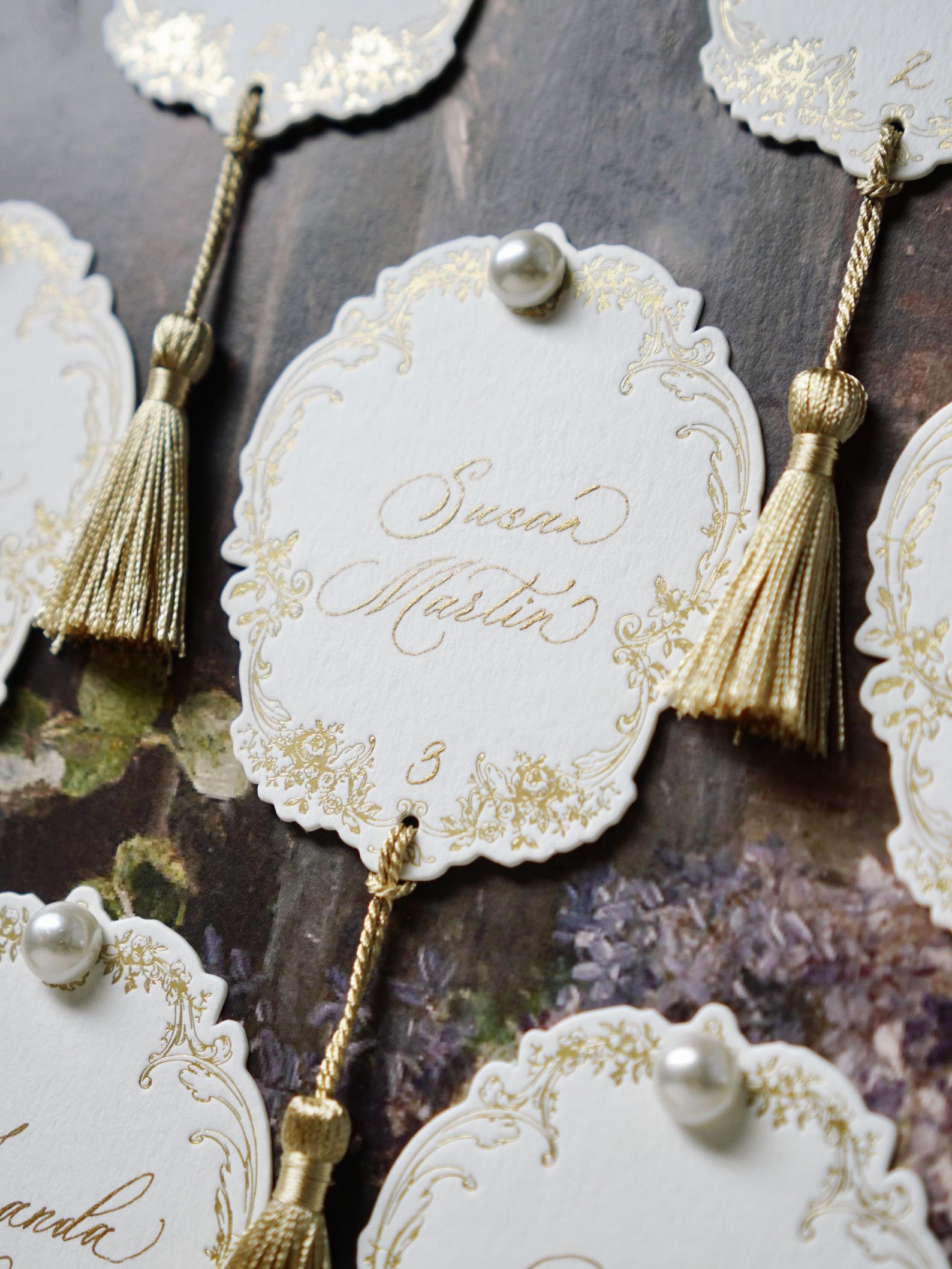 Wedding Place Cards, Custom Calligraphy, Gold Foil Name Tags - Etsy