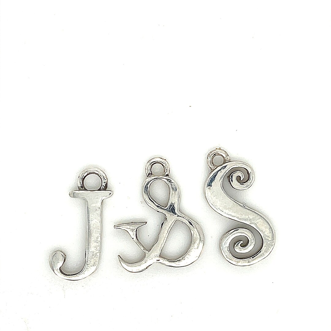 Letter Initial Pendants in Sterling Silver, Letter J & S Initial ...