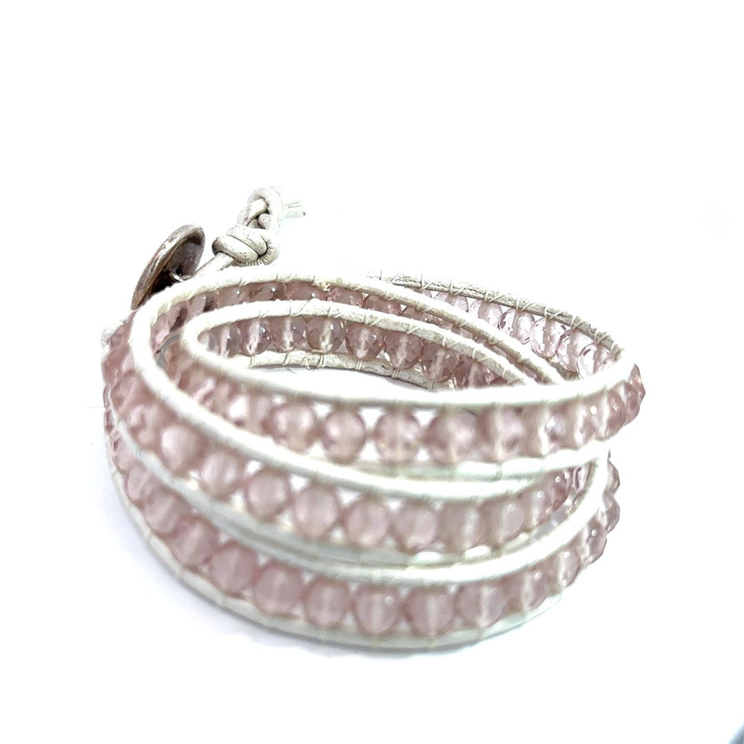 Cape Amethyst Leather Wrap Bracelet: Faceted Gemstone, Chain Luu Style ...