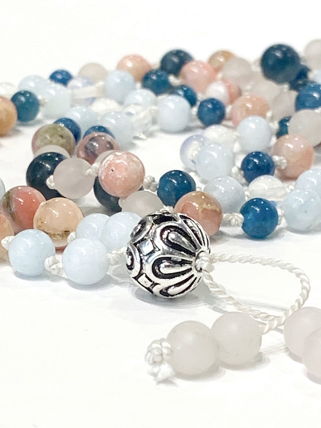 Pink Opal Mala, Blue Apatite Mala, Rose Quartz Mala, Aquamarine Mala ...