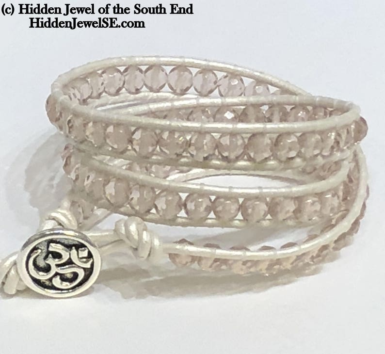 Cape Amethyst Leather Wrap Bracelet: Faceted Gemstone, Chain Luu Style ...