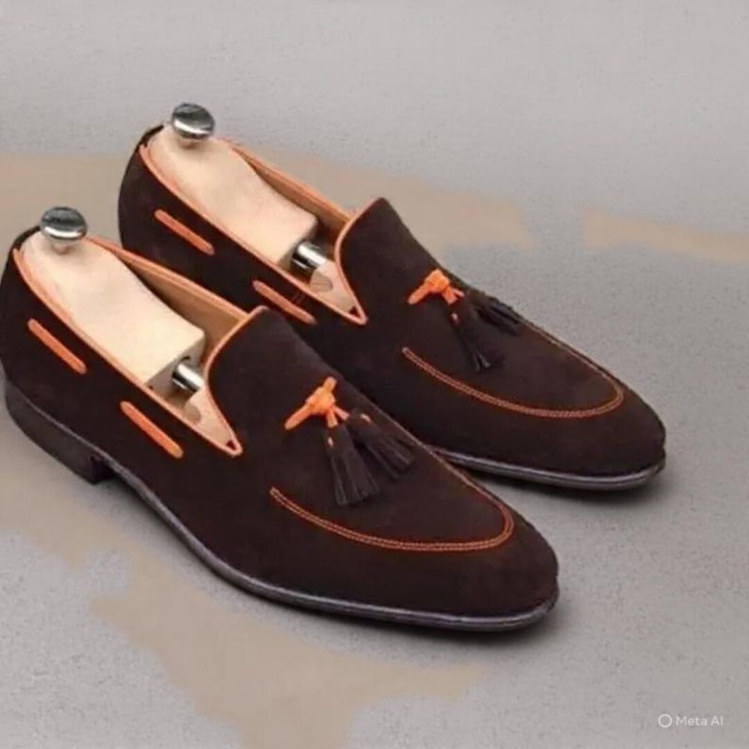 Brown Suede Leather Loafers: Men's Slip-on Fashion Shoes - Etsy