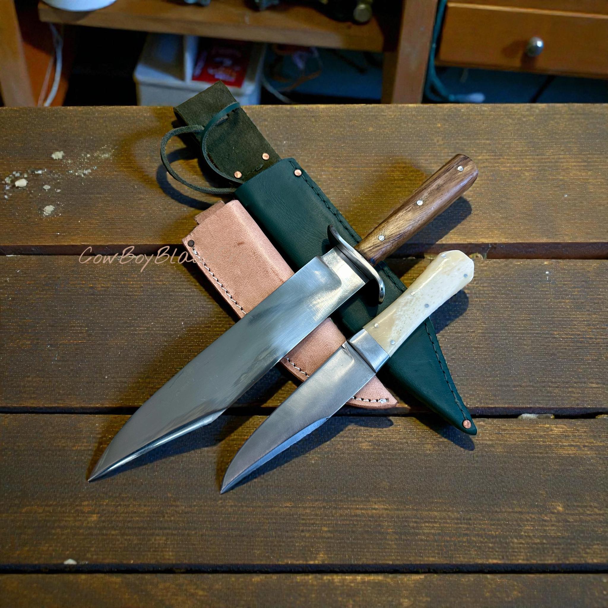 Hand Forged Bowie Knife Set, Leather Sheaths , Gift for Him , Outdoor ...