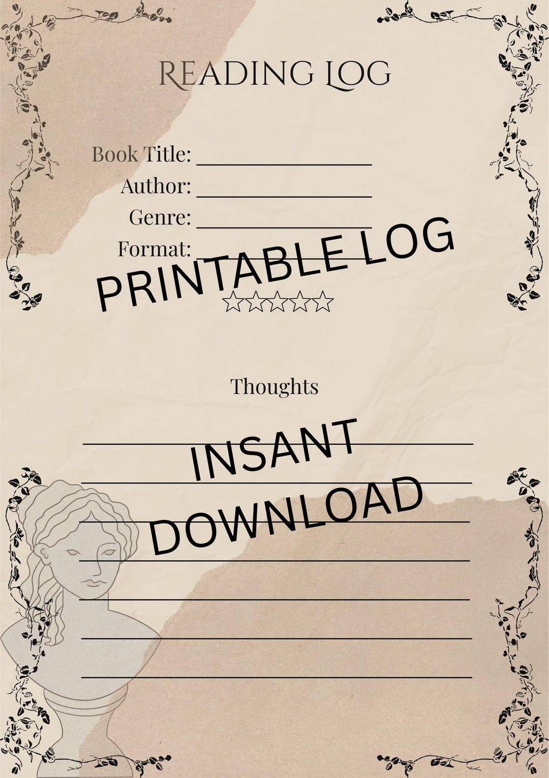 Dark Academia Reading Log Printable - Etsy