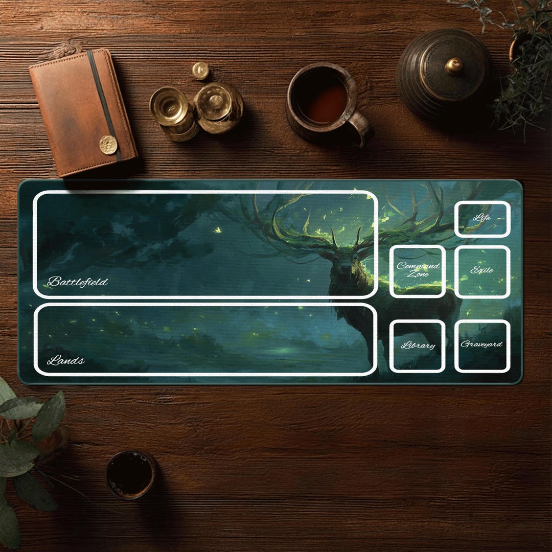 Forest Guardian Stag Playmat - MTG Playmat With Zones - Magic the ...