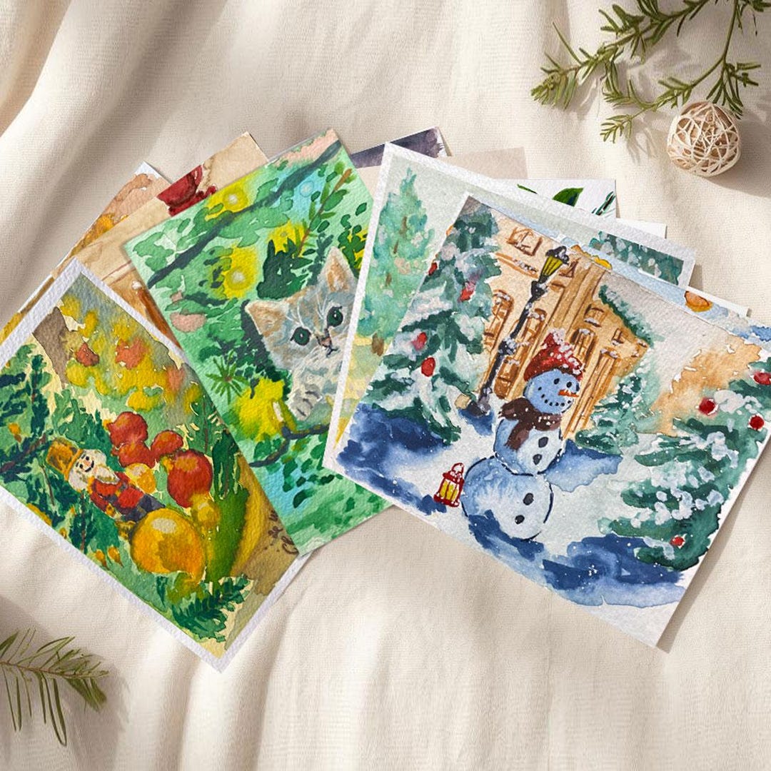 Set of 10 Original Watercolor Postcards – Handmade Art Cards – Unique ...