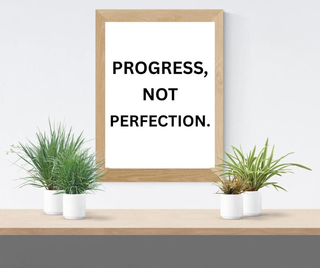 Progress Not Perfection Quote Print, Minimalist Office Decor (A4 ...