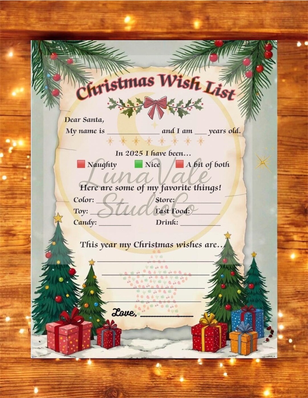 Kids Christmas Wish List – Editable Canva Template (digital Download ...